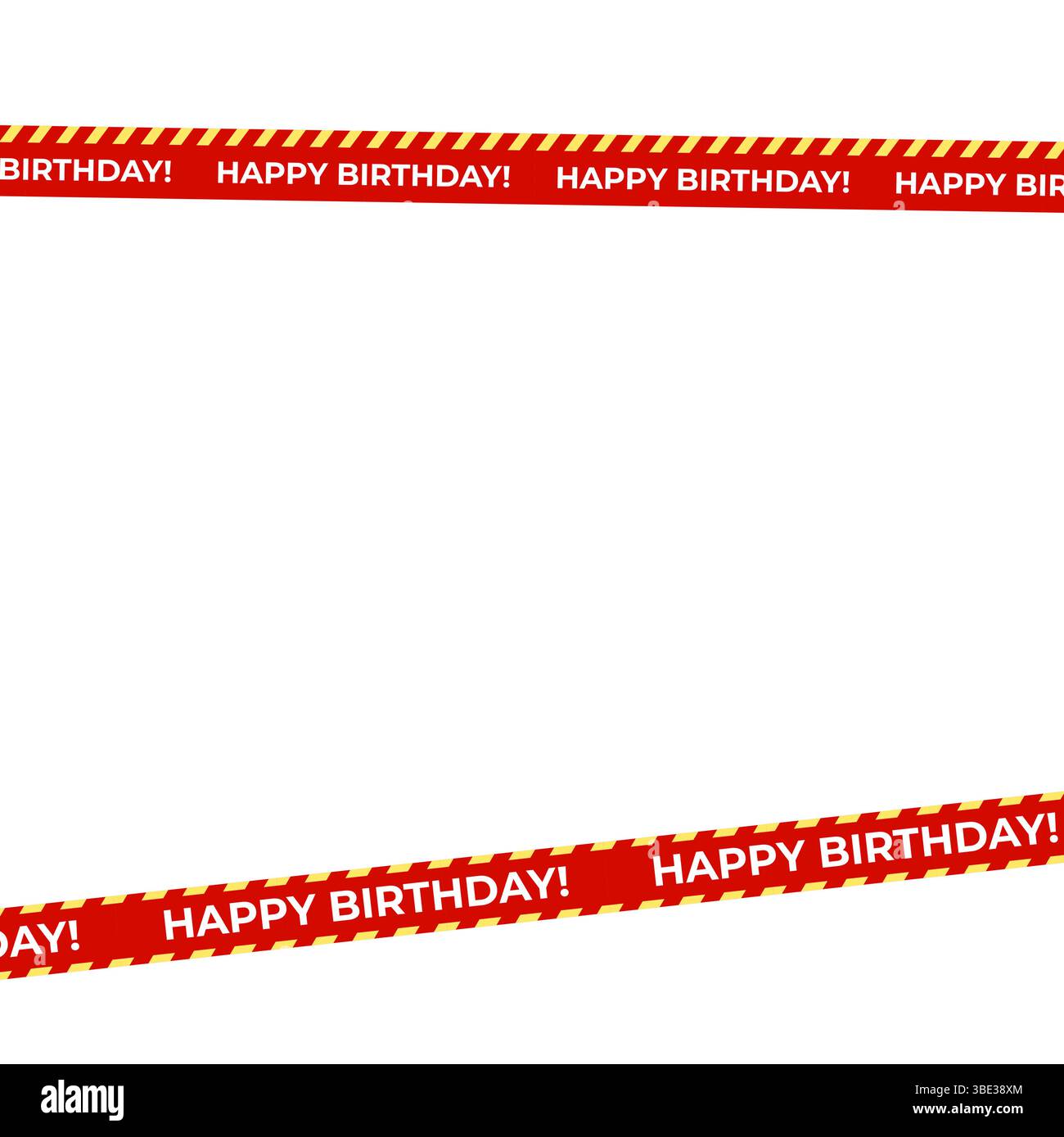 Happy Birthday Frame Tape Vector, Red Striped Ribbon Border Isolated on ...