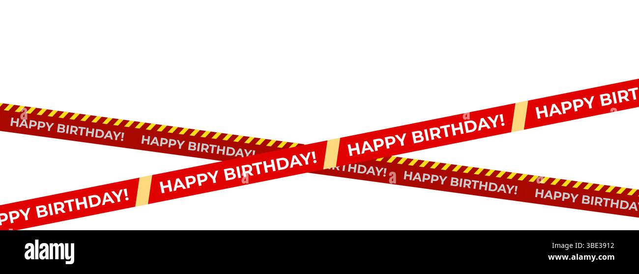 Birthday tape with red diagonal ribbons, bold Happy Birthday text ...