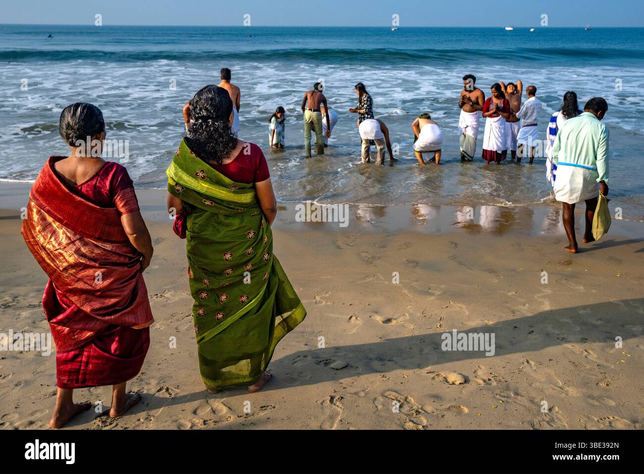India, Kerala, Varkala beach, offerings at the Varkala Bali Mandapam ...