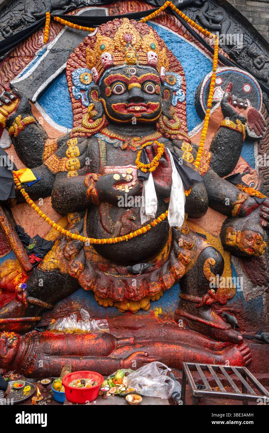 Nepal, Kathmandu, Kal Bhairav statue Stock Photo - Alamy