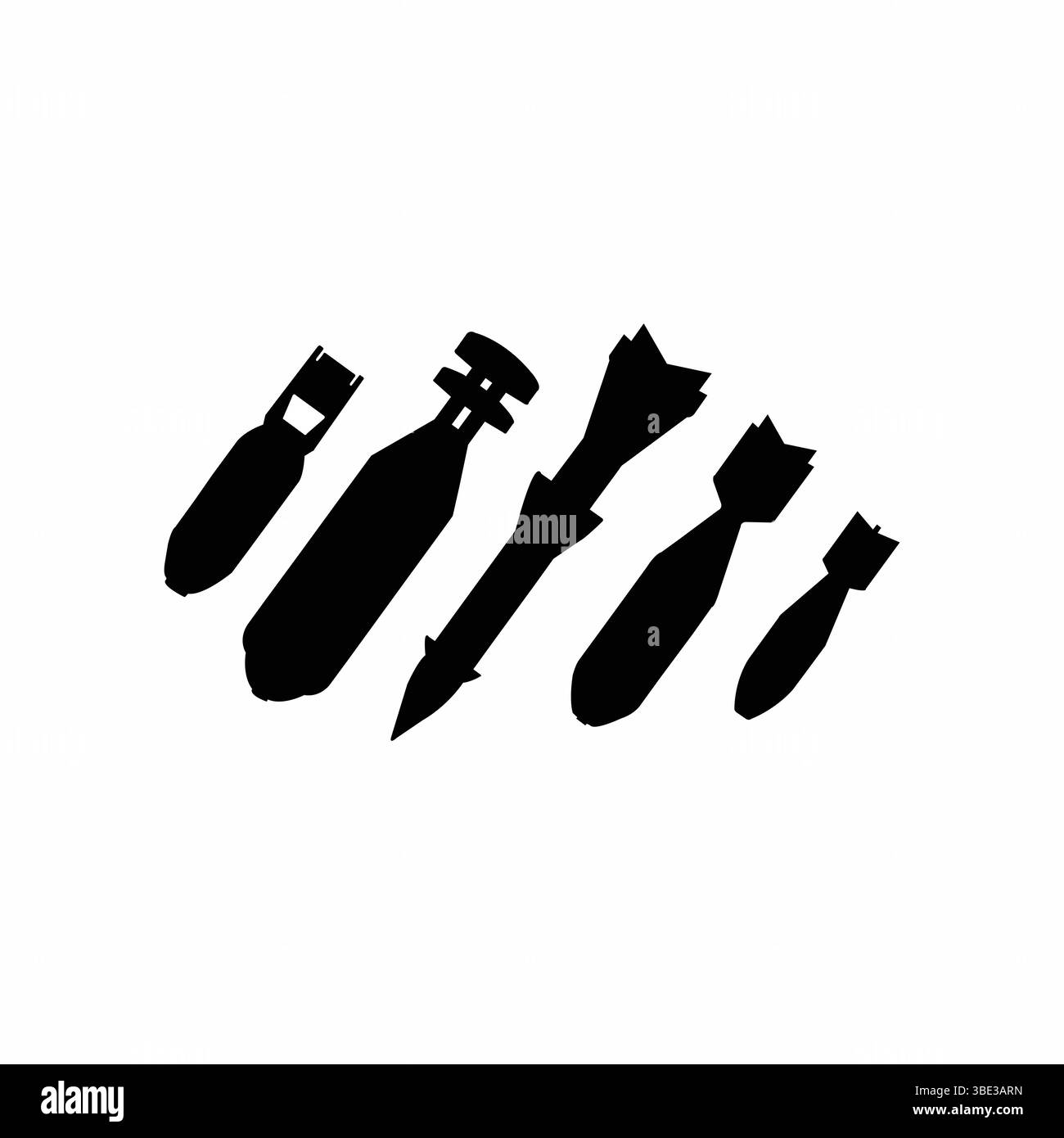 Bomb set collection on white background. Bomb silhouette for graphics ...