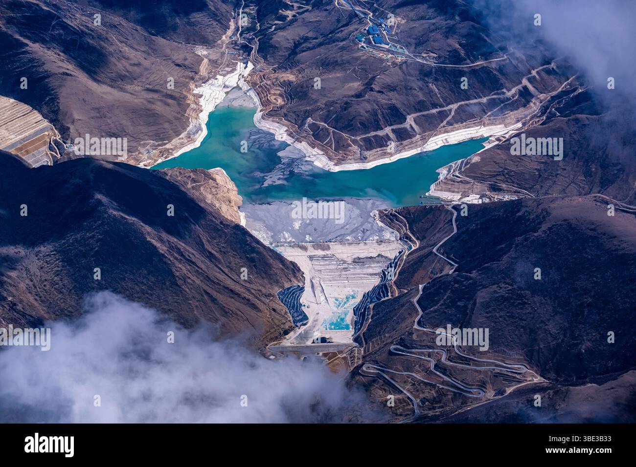 China, Tibet Autonomous Region, flight Chengdu-Lhasa, hydro-power plant ...