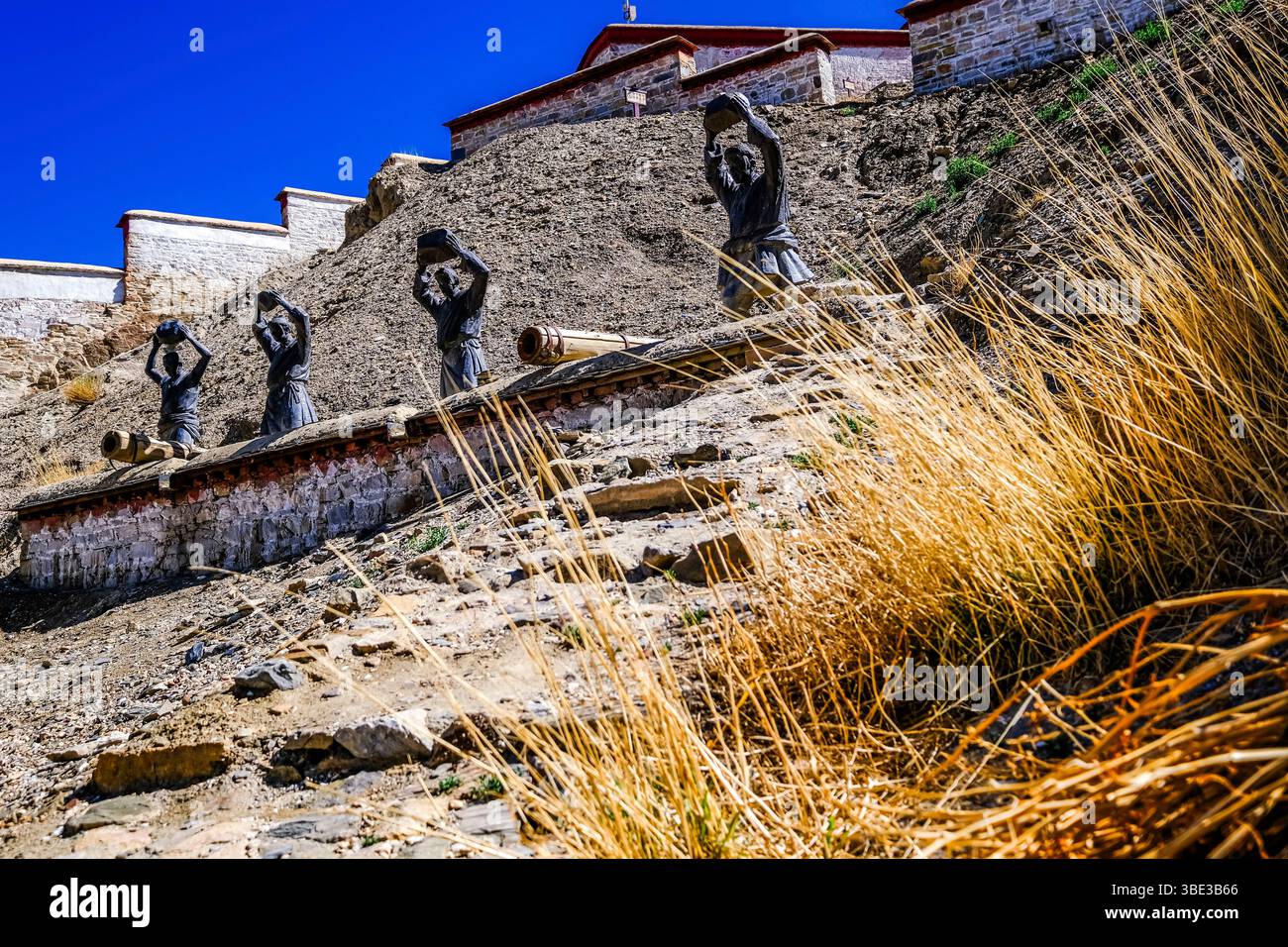 China, Tibet Autonomous Region, Gyantse Citadel, reenactment of the ...