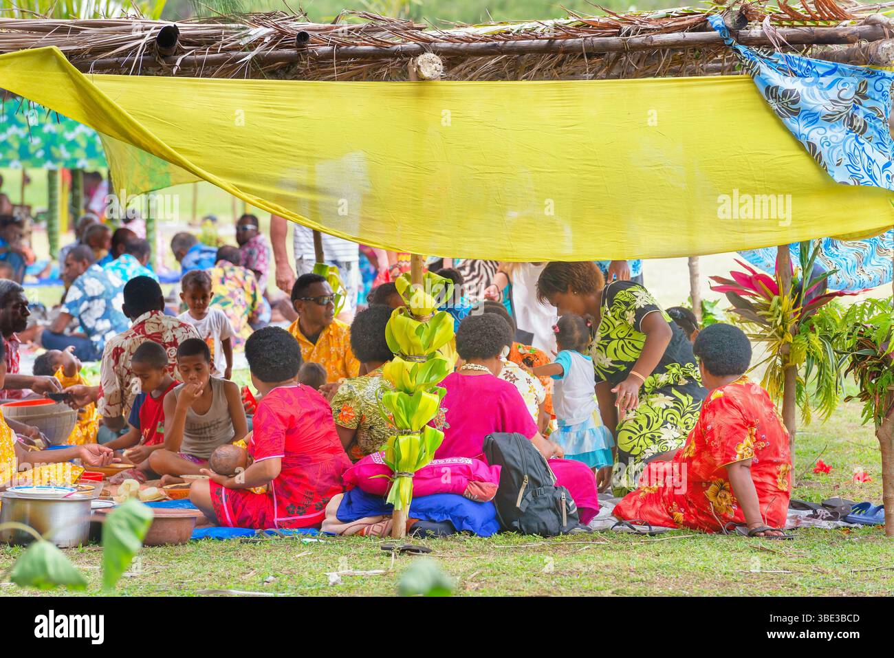 Fiji, Yasawa islands, Fijian people attending village ceremony Stock ...