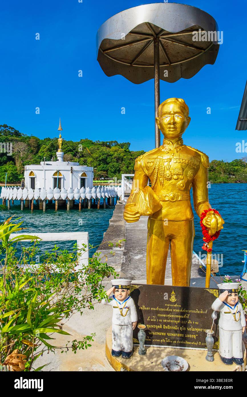 Thailand, Ranong province, Ko Phayam island, the Wat Ko Phayam ordination hall above the ocean ...