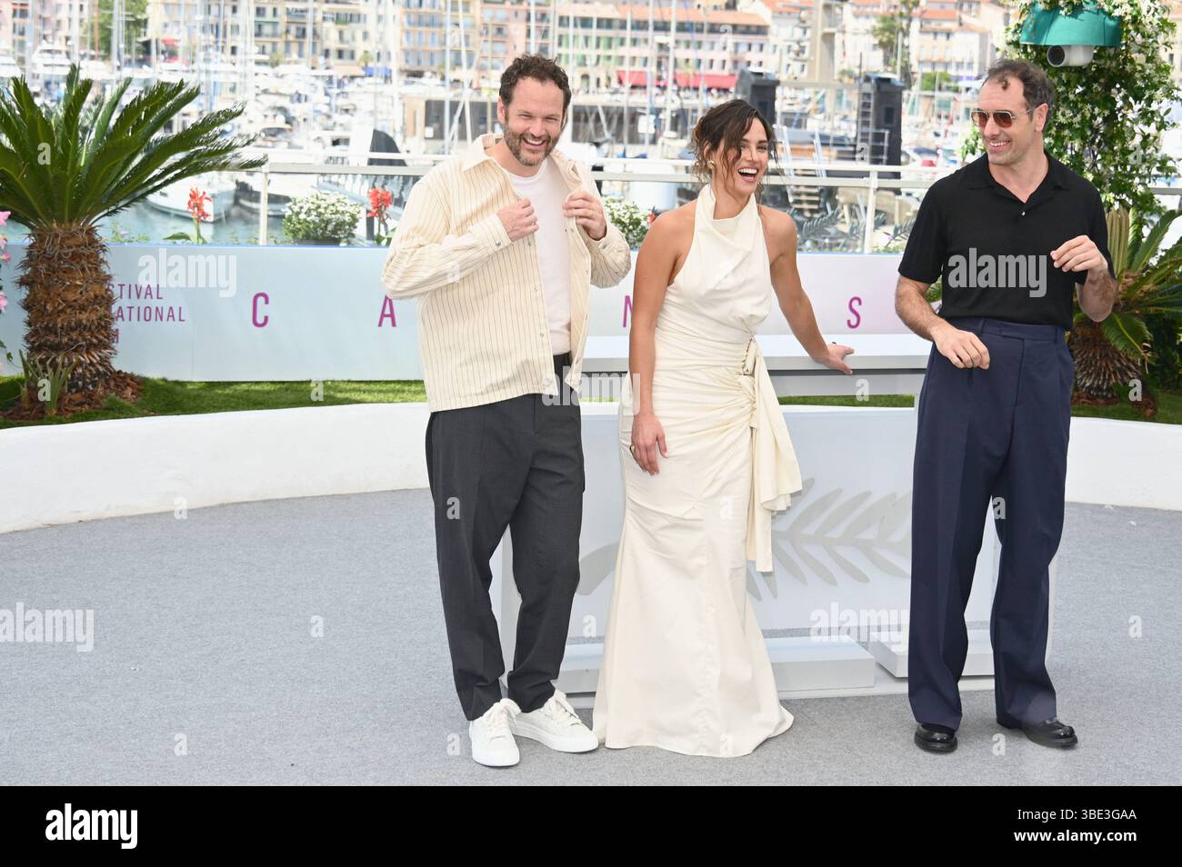 Kyle Marvin, Adria Arjona, Michael Angelo Covino Photocall of the film 'Splitsville' 78th Cannes ...
