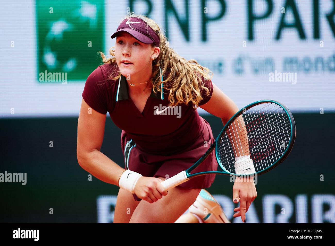 PARIS, FRANCE - MAY 27: Mirra Andreeva returns a ball against Cristina ...