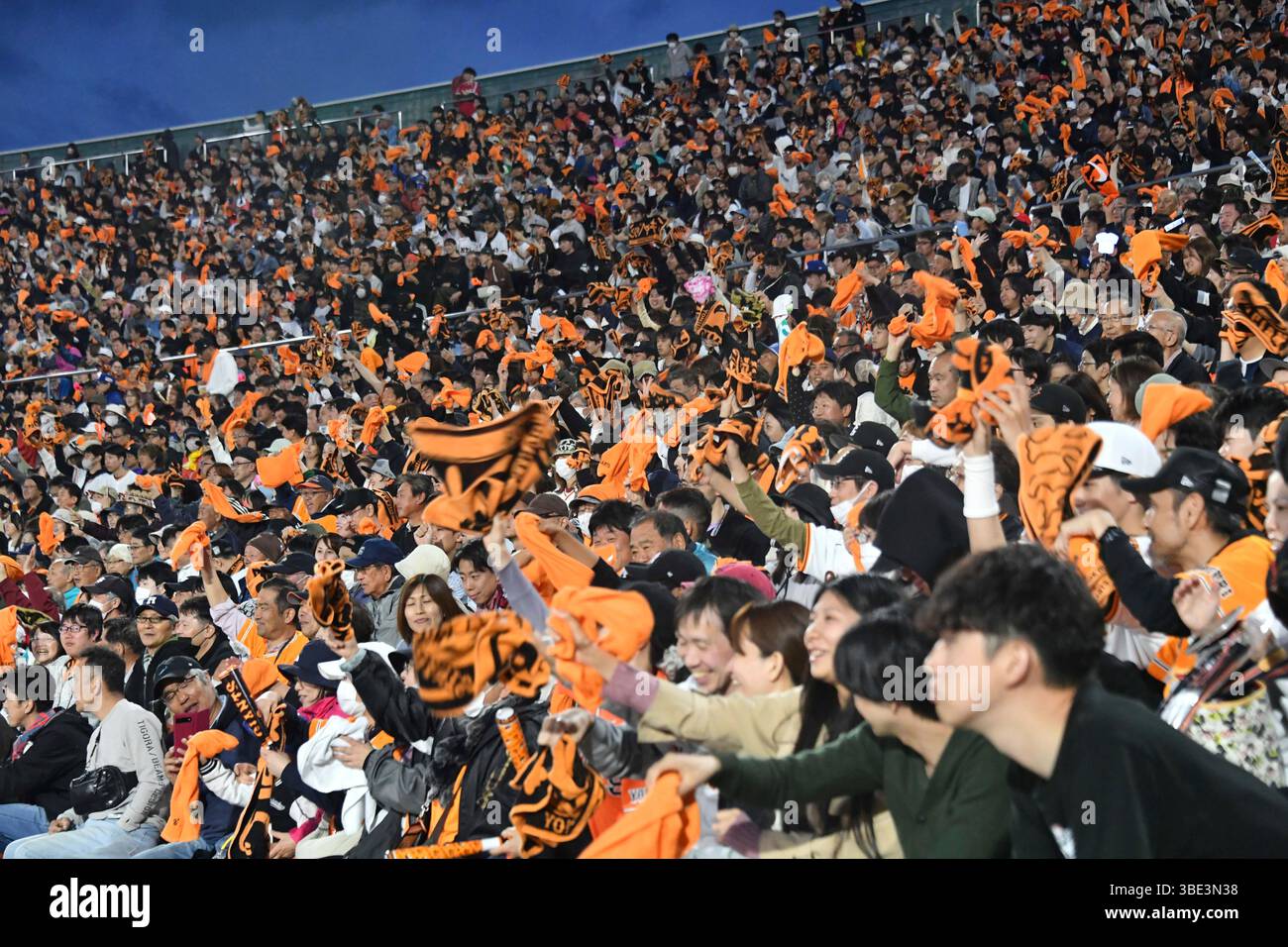 A capacity crowd fills the Toyama Municipal Baseball Stadium in Toyama ...