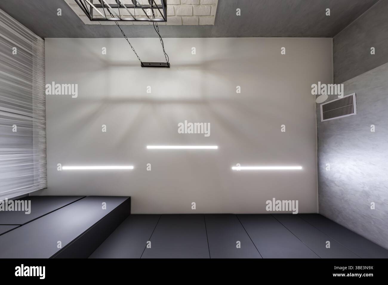 suspended ceiling with halogen spots lamps in form of squares and ...