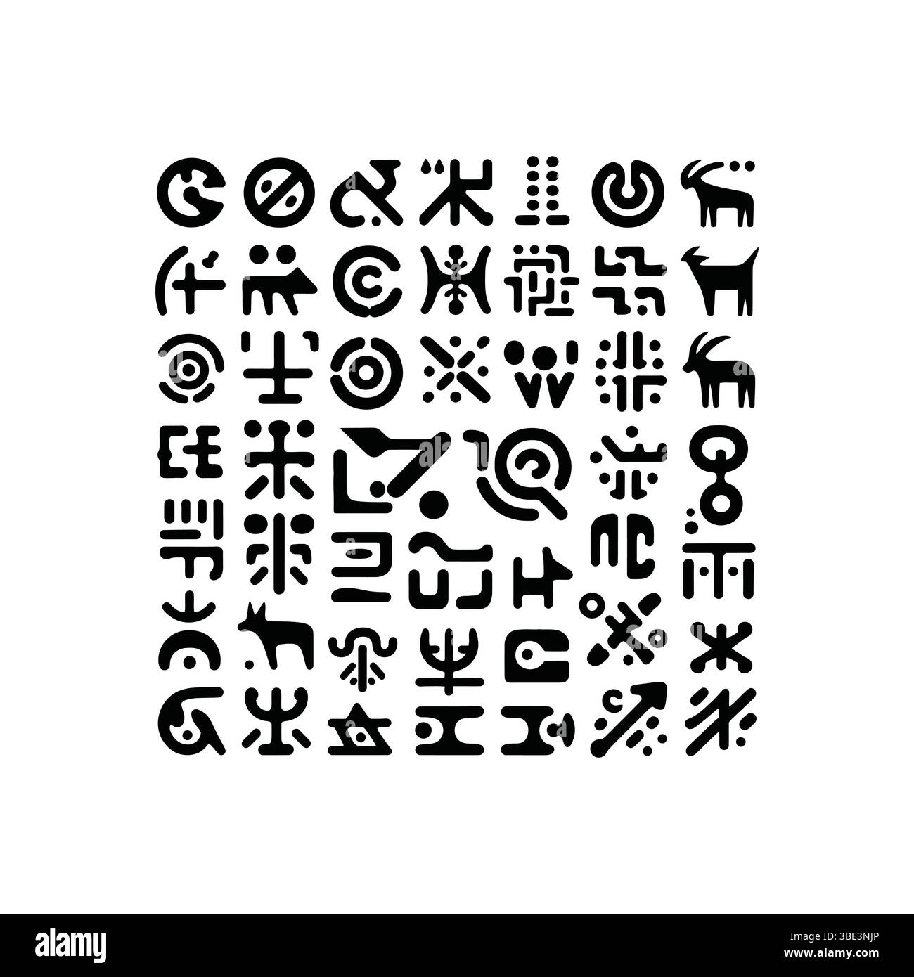 Ancient symbols vector collection petroglyphs and rock art icons set ...