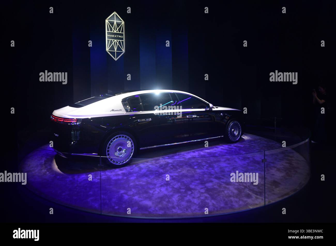 A Huawei MAEXTRO S800 ultra-luxury car displayed at the 2025 Shanghai International Auto Show in ...