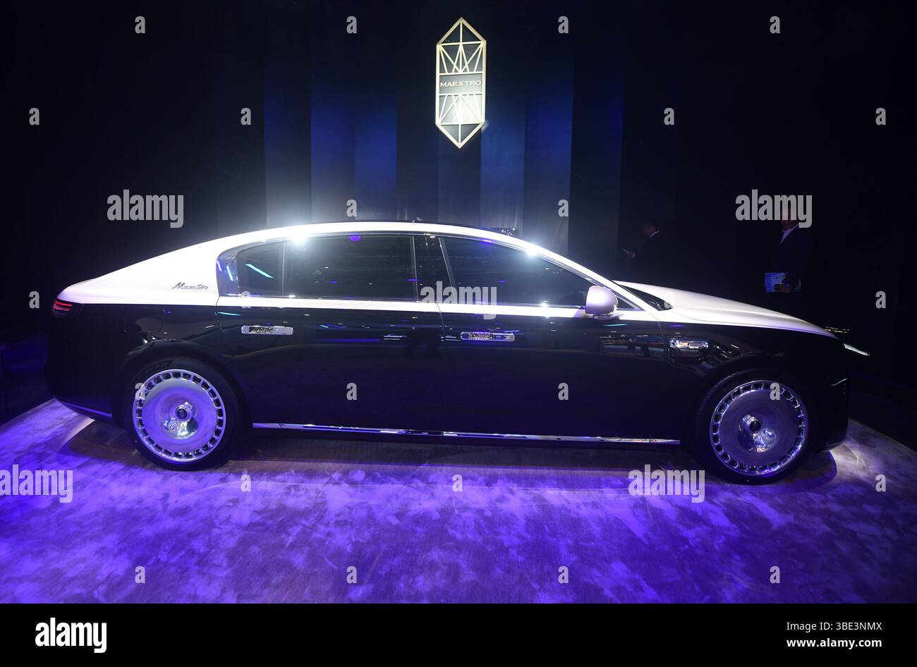 A Huawei MAEXTRO S800 ultra-luxury car displayed at the 2025 Shanghai International Auto Show in ...