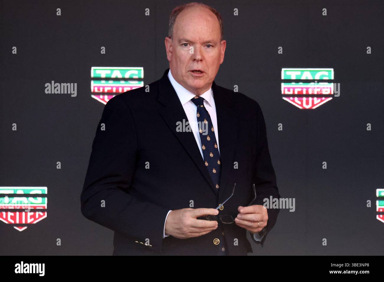 Prince Albert II of Monaco on the podium at the end of the F1 Grand ...