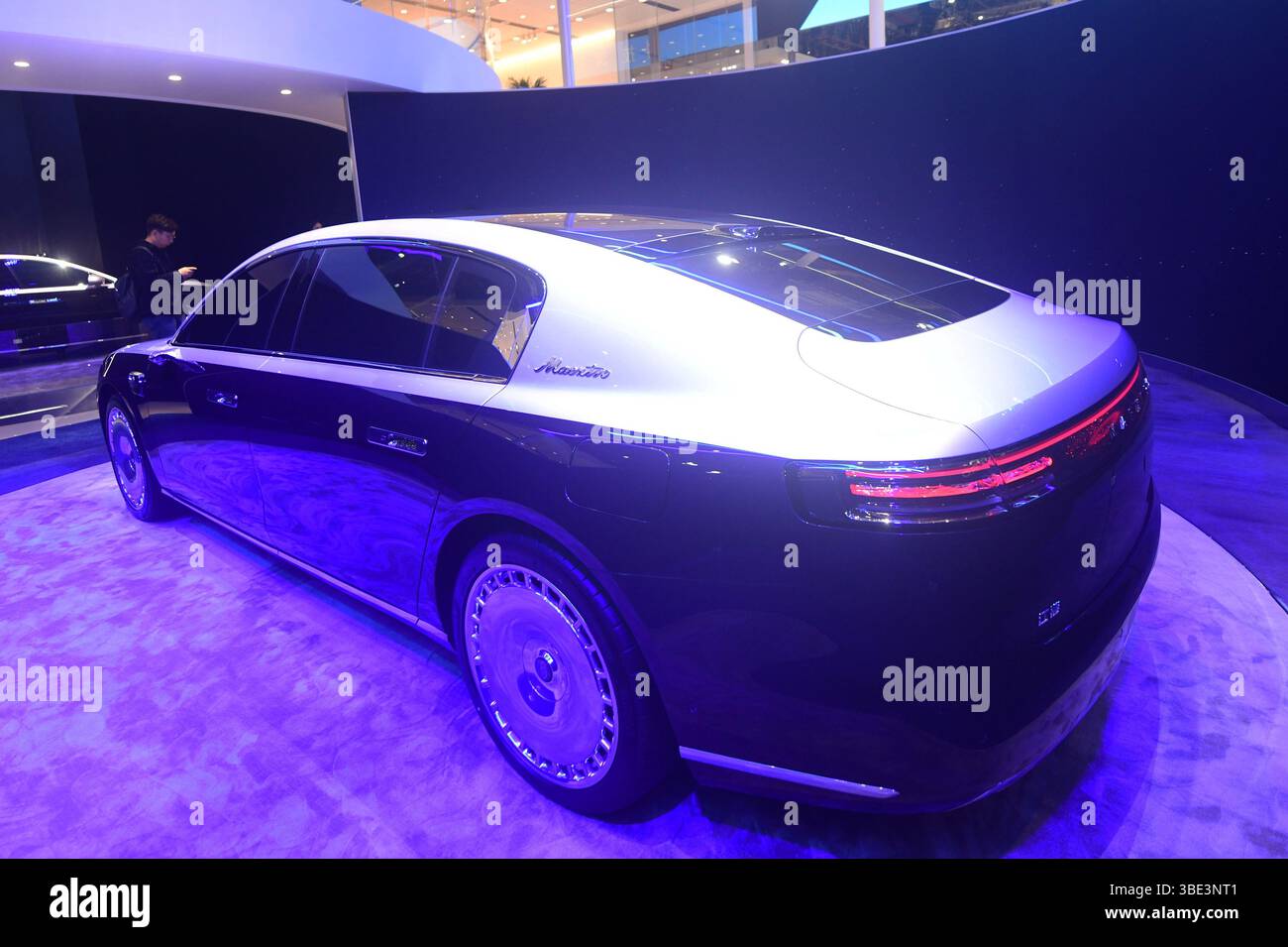 A Huawei MAEXTRO S800 ultra-luxury car displayed at the 2025 Shanghai International Auto Show in ...