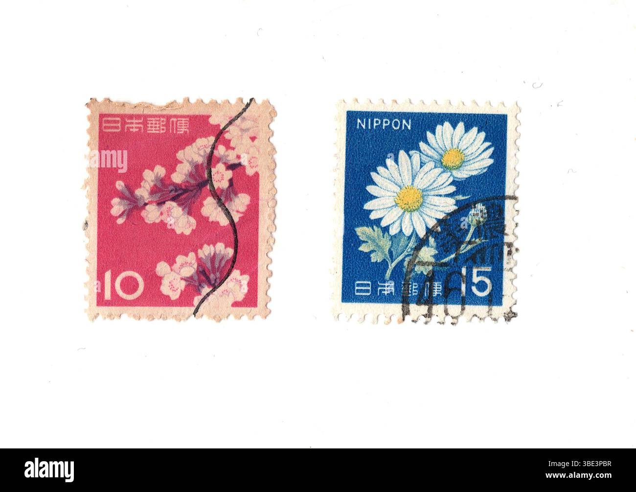Vintage postage stamps from Japan isolated on a white background Stock ...