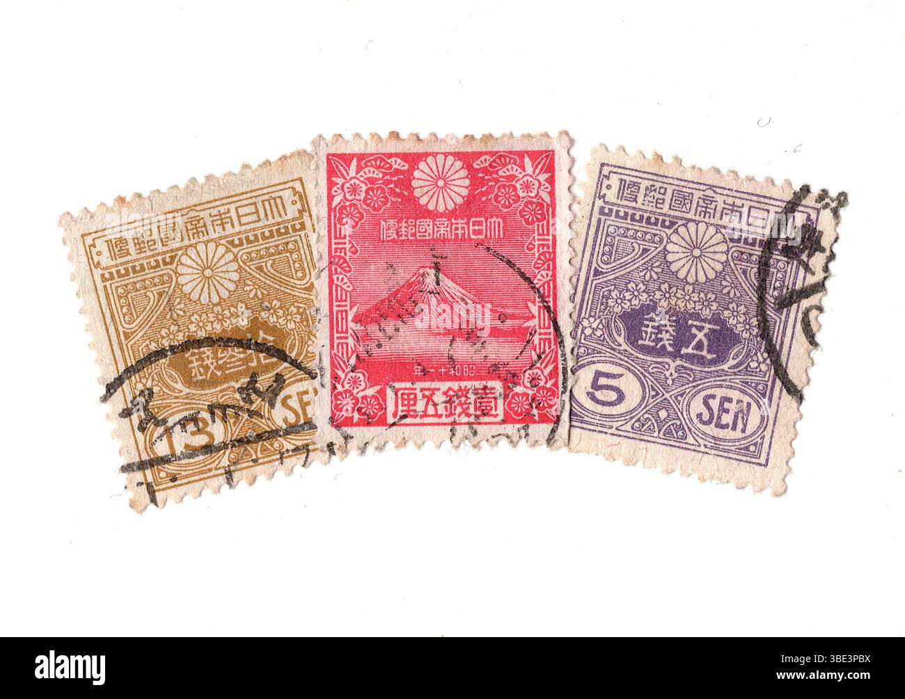 Vintage postage stamps from Japan isolated on a white background Stock ...