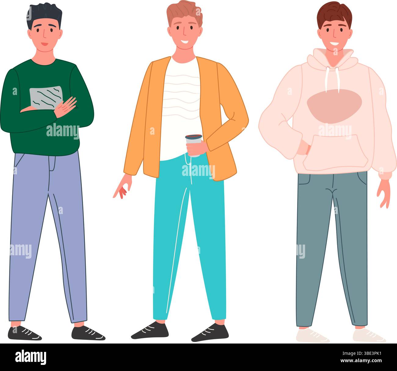 Cartoon avatars of three men, vector illustration Stock Vector Image ...