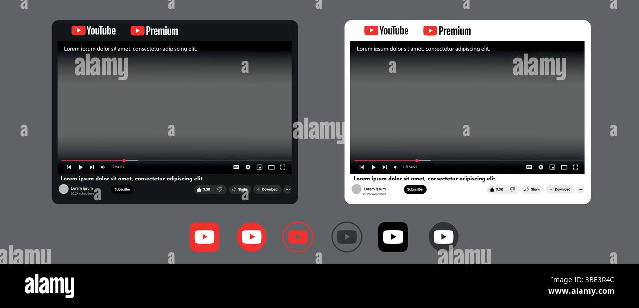 Youtube video template mockup 2025. Youtube app interface blank video ...