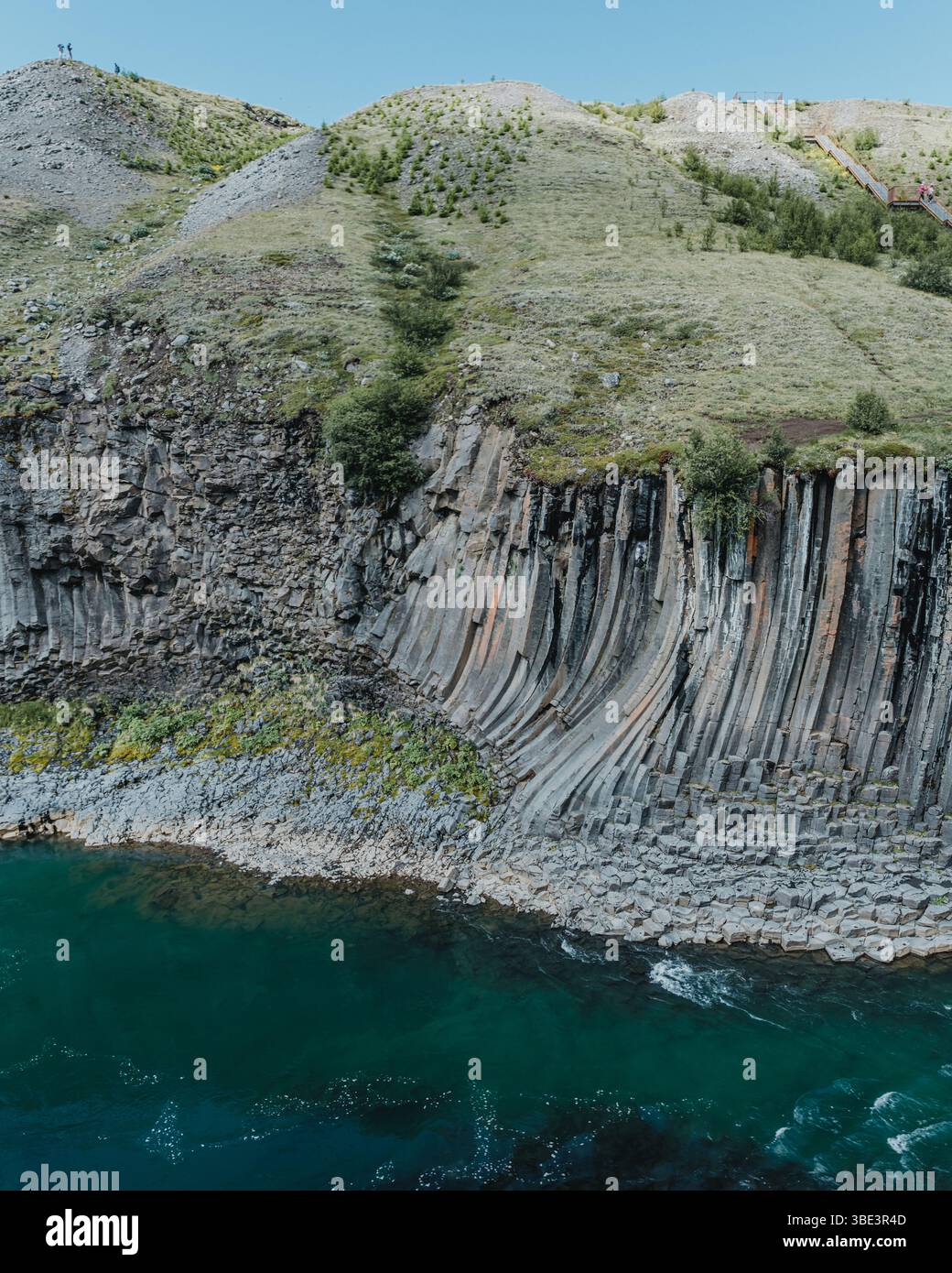 Aerial view of basalt column formations at Studlagil Canyon, East ...