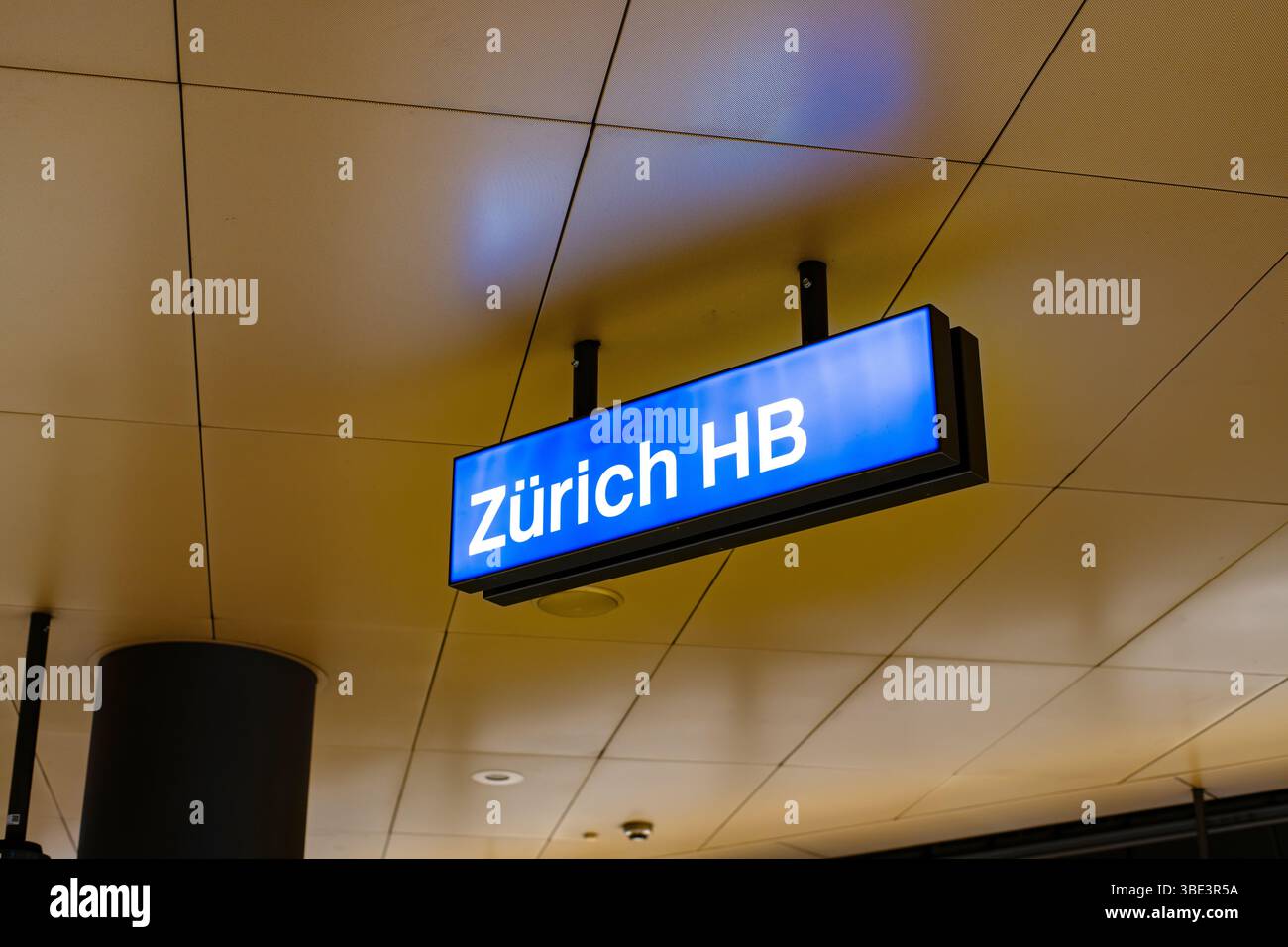 23-05-2025 Zurich, Switzerland. Illuminated, blue, Zurich HD train ...