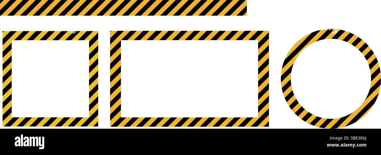 Caution Tape Border Set – Yellow and Black Striped Warning Frames ...