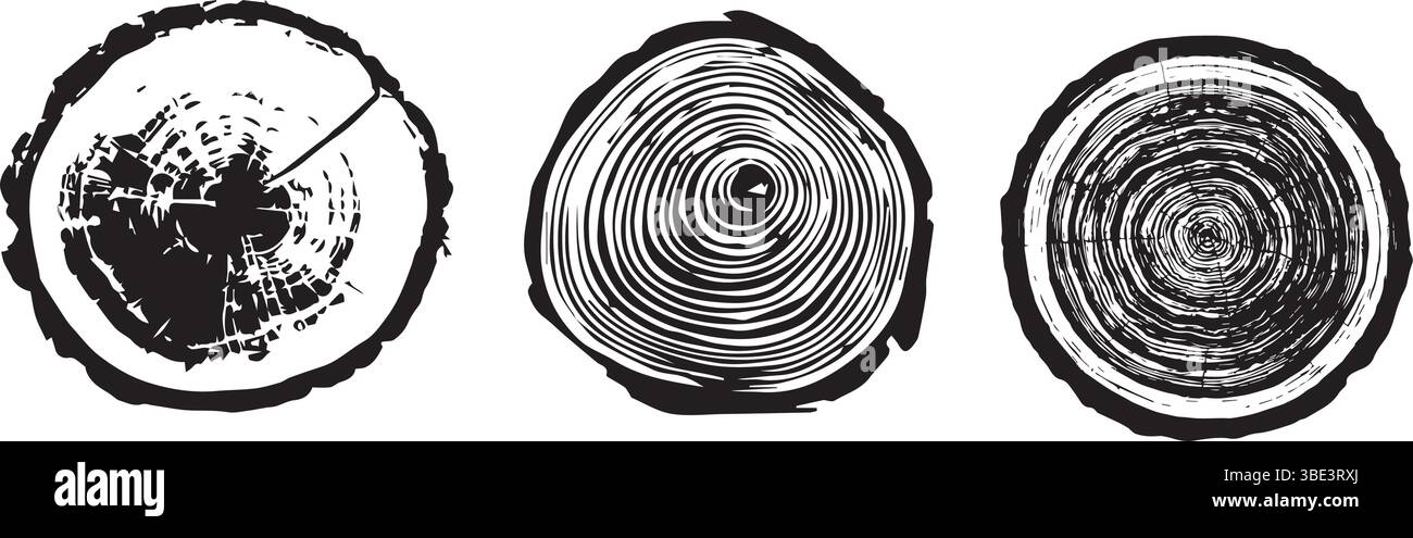 Set tree stump illustration Black and White Stock Photos & Images - Alamy