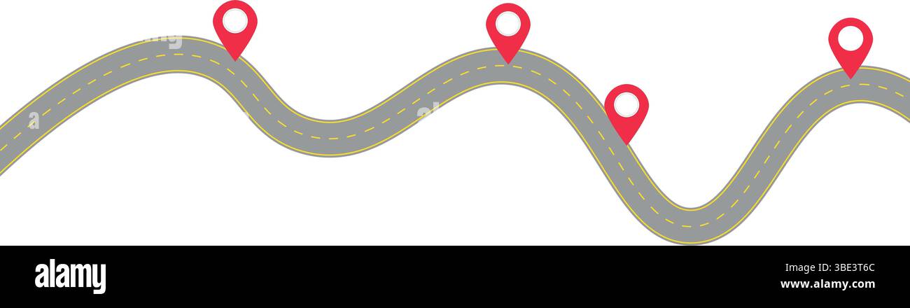 Abstract winding curve asphalt road infographic on a white background ...