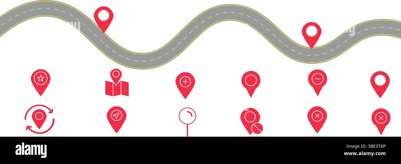 Abstract winding curve asphalt road infographic on a white background ...