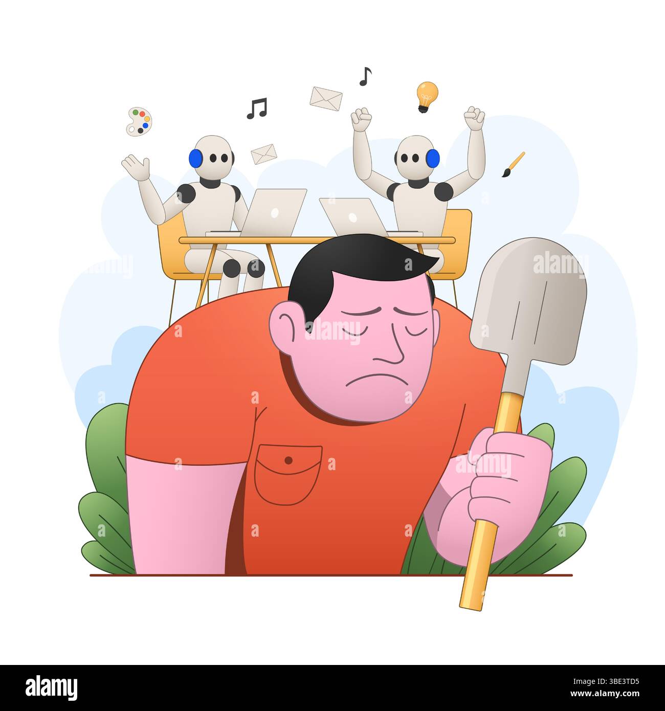 Ai replacing human labor Stock Vector Images - Alamy