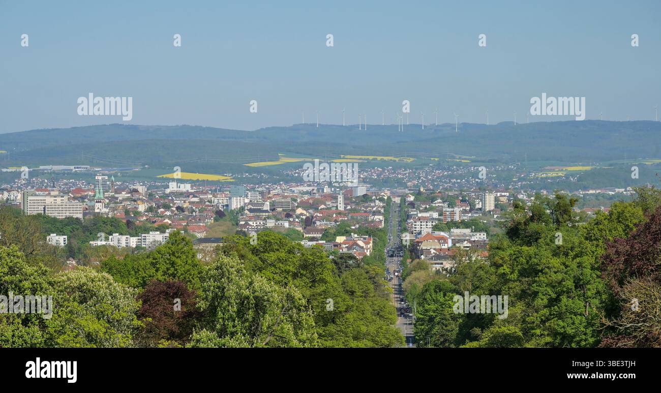 Stadtpanorama, gesehen vom Bergpark Wilhelmshöhe, Kassel, Hessen ...