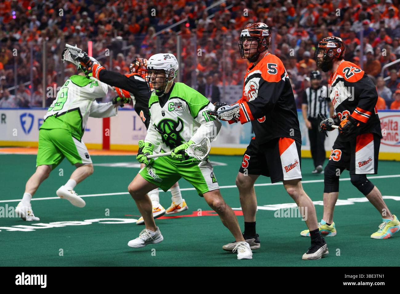 May 24th 2025: Saskatchewan Rush forward Ryan Keenan (15) runs in the first quarter. The Buffalo ...
