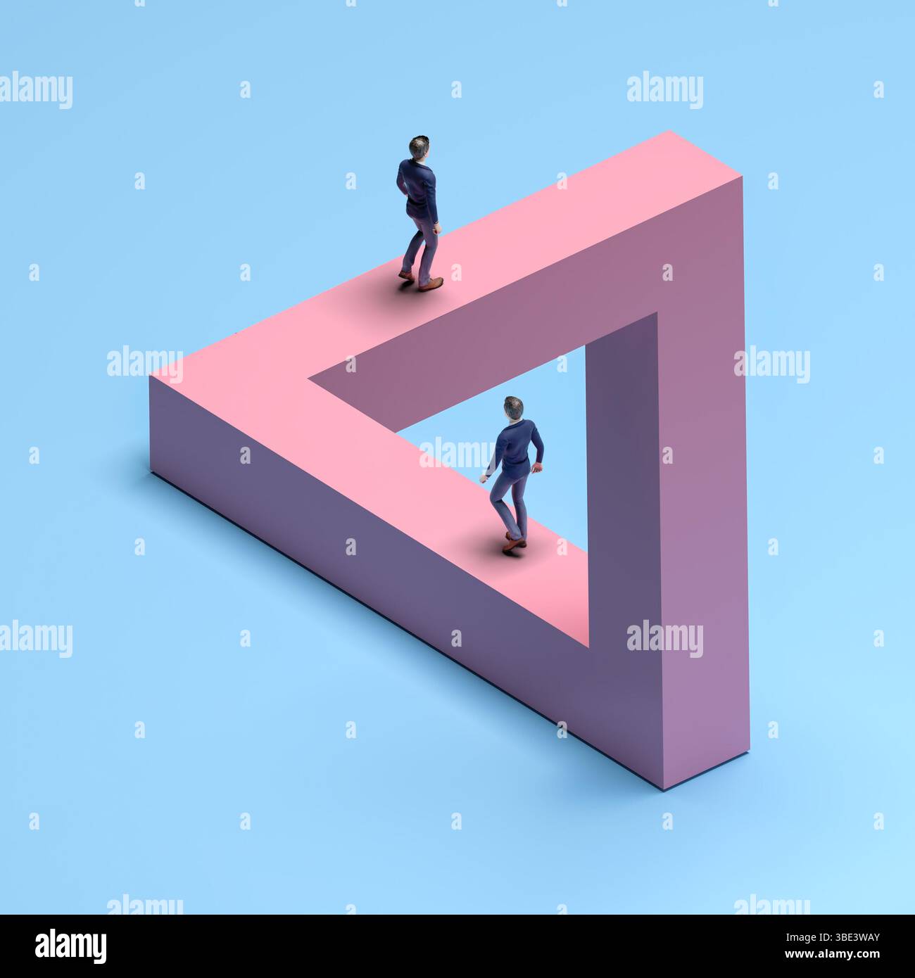 Optical Illusion or paradox called "The Penrose triangle" or Penrose tribar. The impossible ...