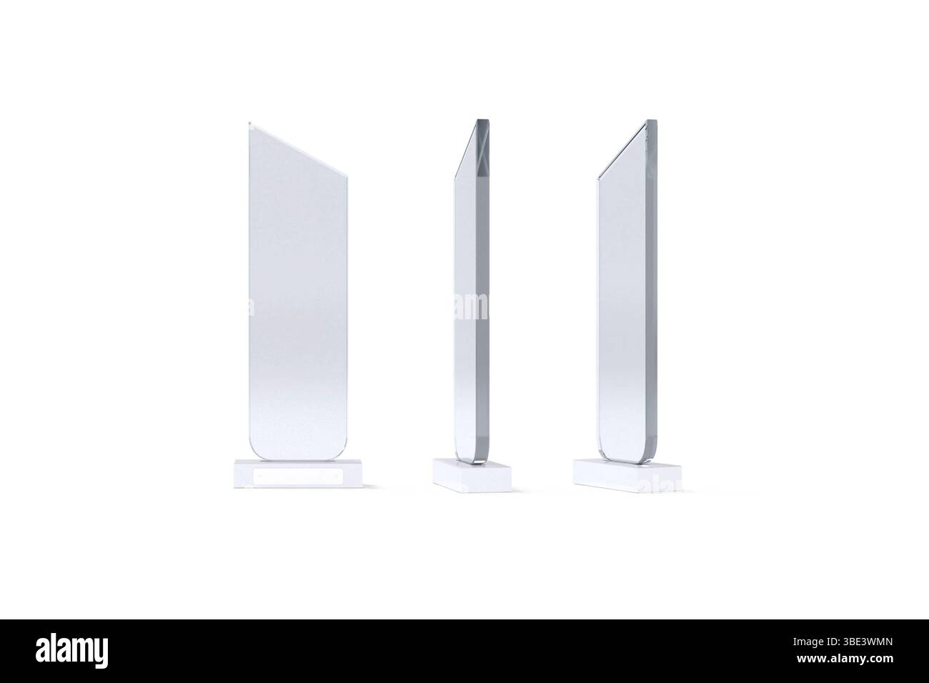 Blank manhattan glass award mockup, different angles views, 3d ...