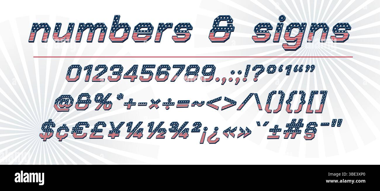 Alphabet for celebration design 4th july patriotic theme in vintage ...