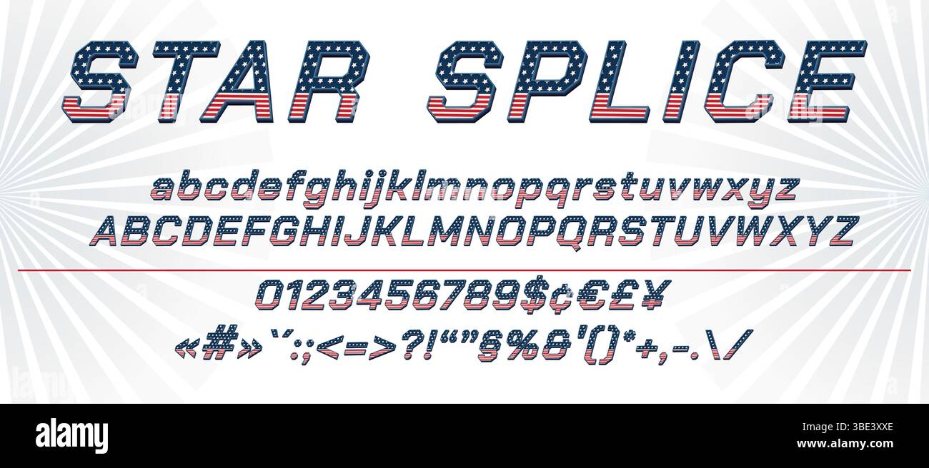 Alphabet for celebration design 4th july patriotic theme in vintage ...