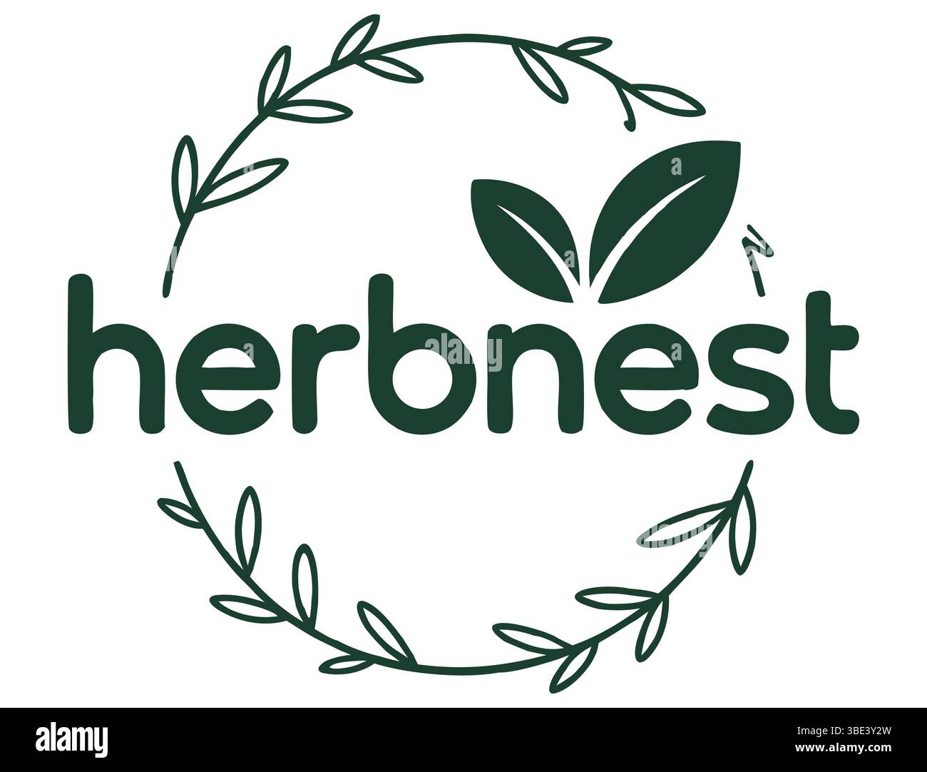 Herbnest Logo - Herbal Leaf Design Stock Vector Image & Art - Alamy