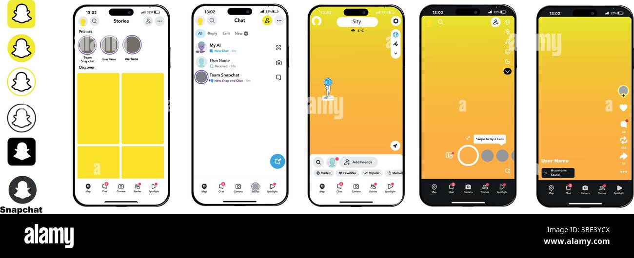 Snapchat camera UI mockup template. Snapchat AR lens, selfie filters ...