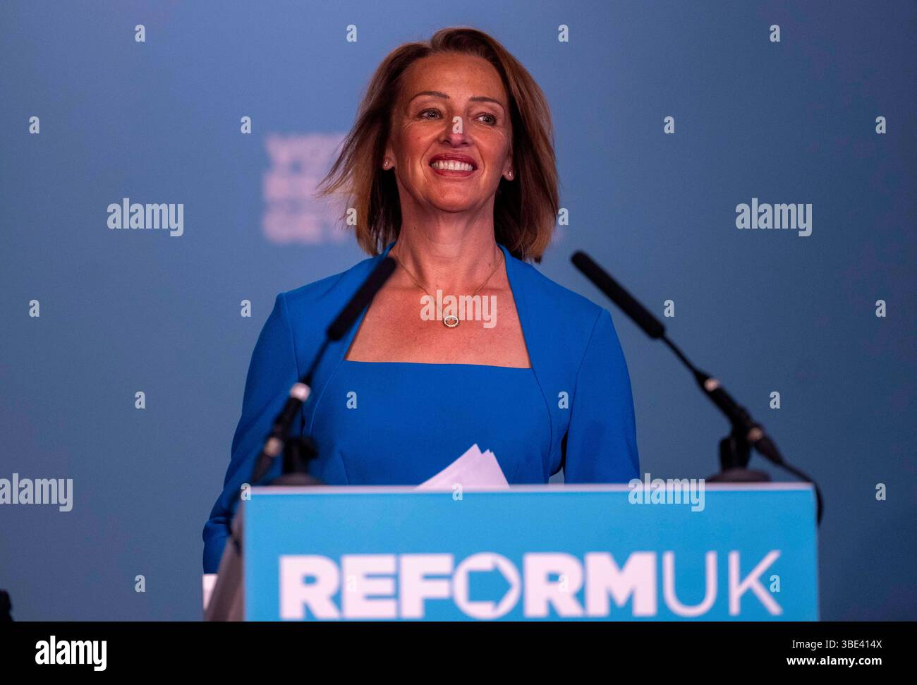 London, UK. 27th May, 2025. Reforms latest MP, Sarah Pochin, makes a ...