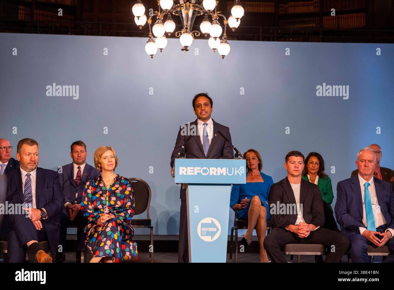 London, UK. 27th May, 2025. Reform Chairman, Zia Yusuf, gives a speech ...