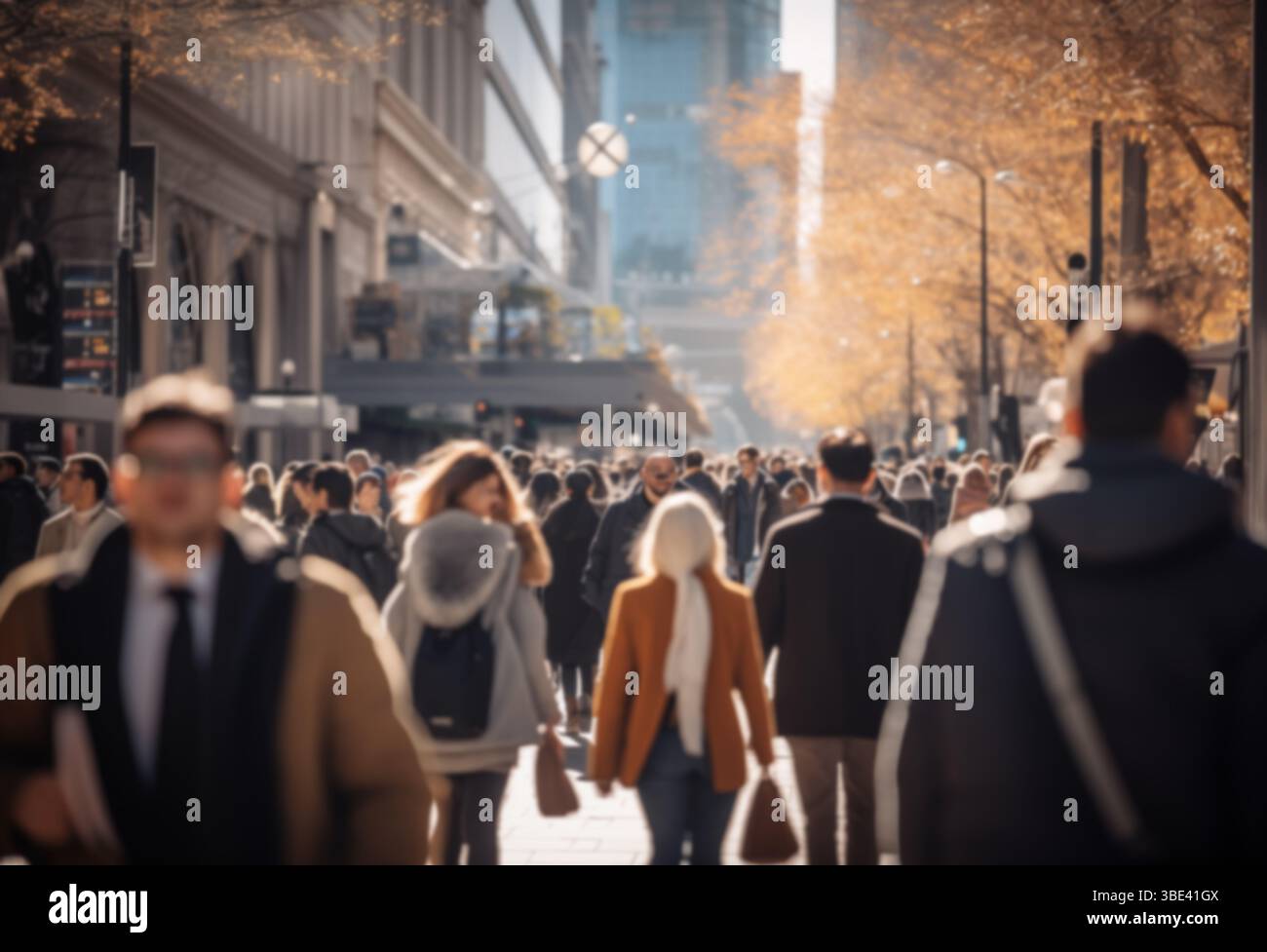 Anonymous crowd of people walking street.Crowds and citizens shoppers ...