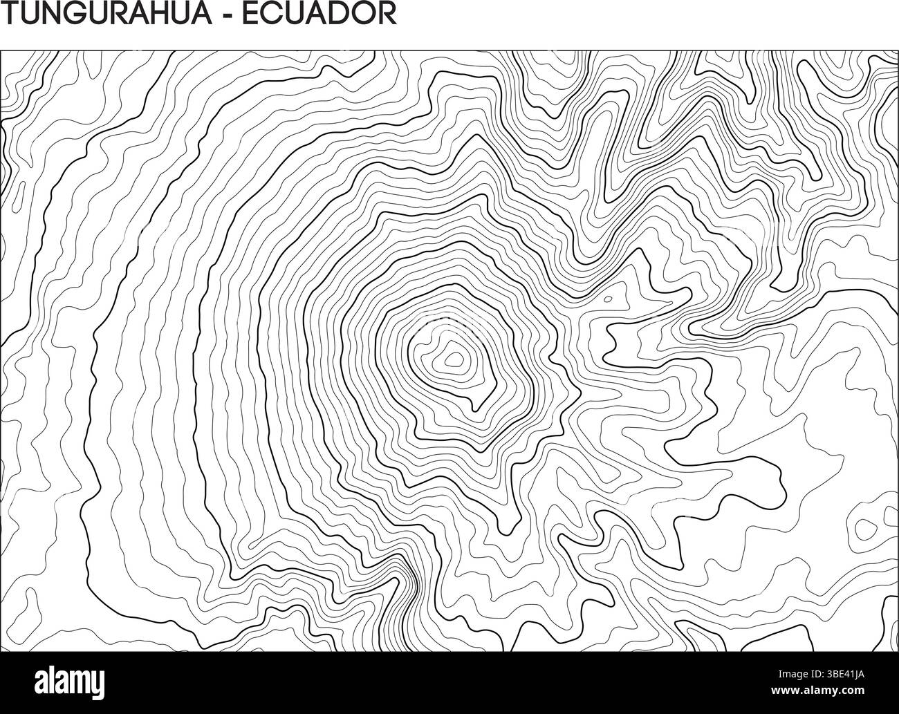 Tungurahua topographic map displays elevation lines and volcanic ...