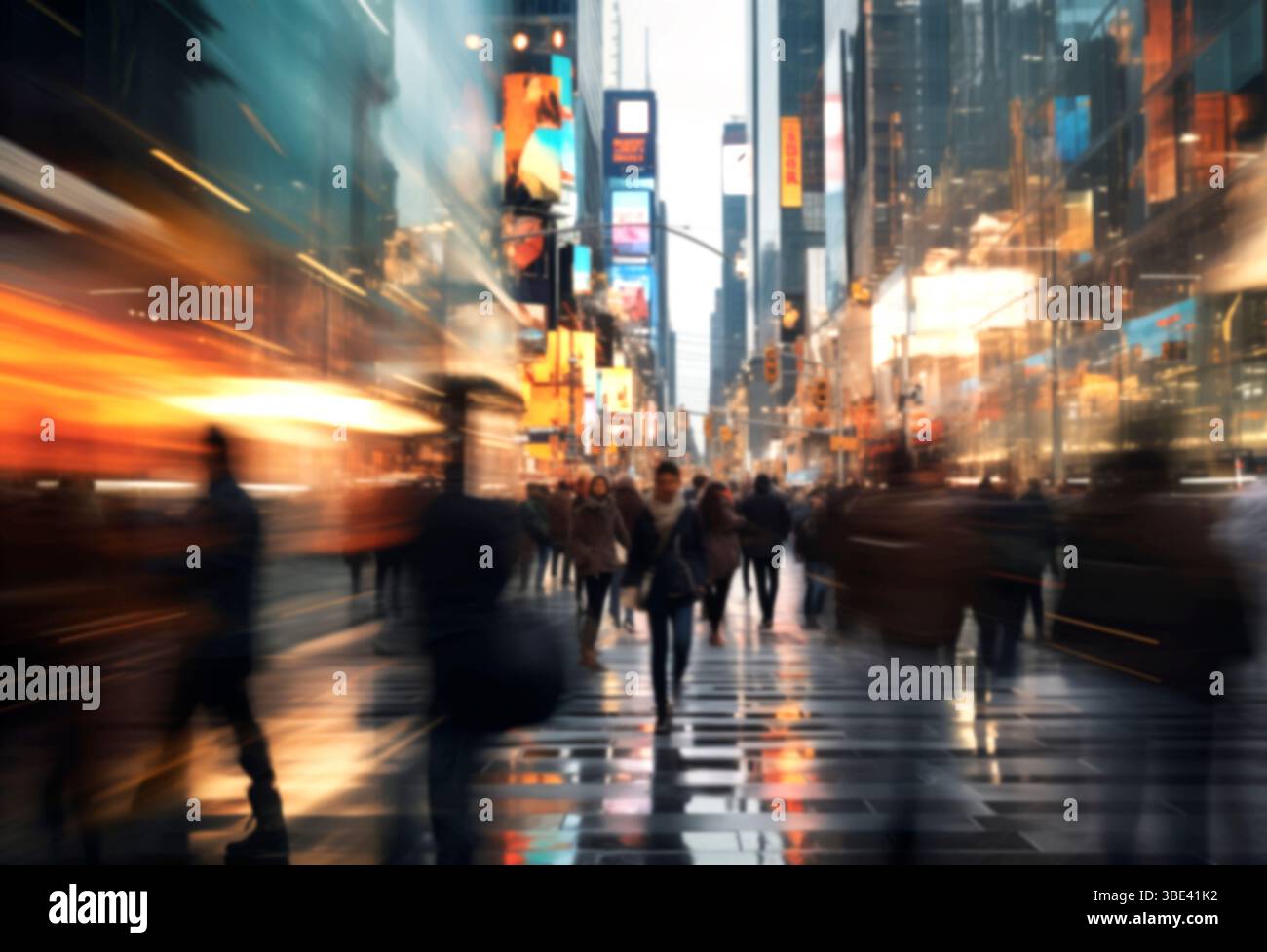 Blurred defocused of unrecognized crowd people in the city street.Crowd ...