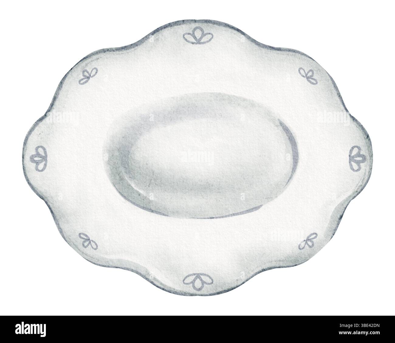 Watercolor Porcelain Plate illustration with elegant classic design ...