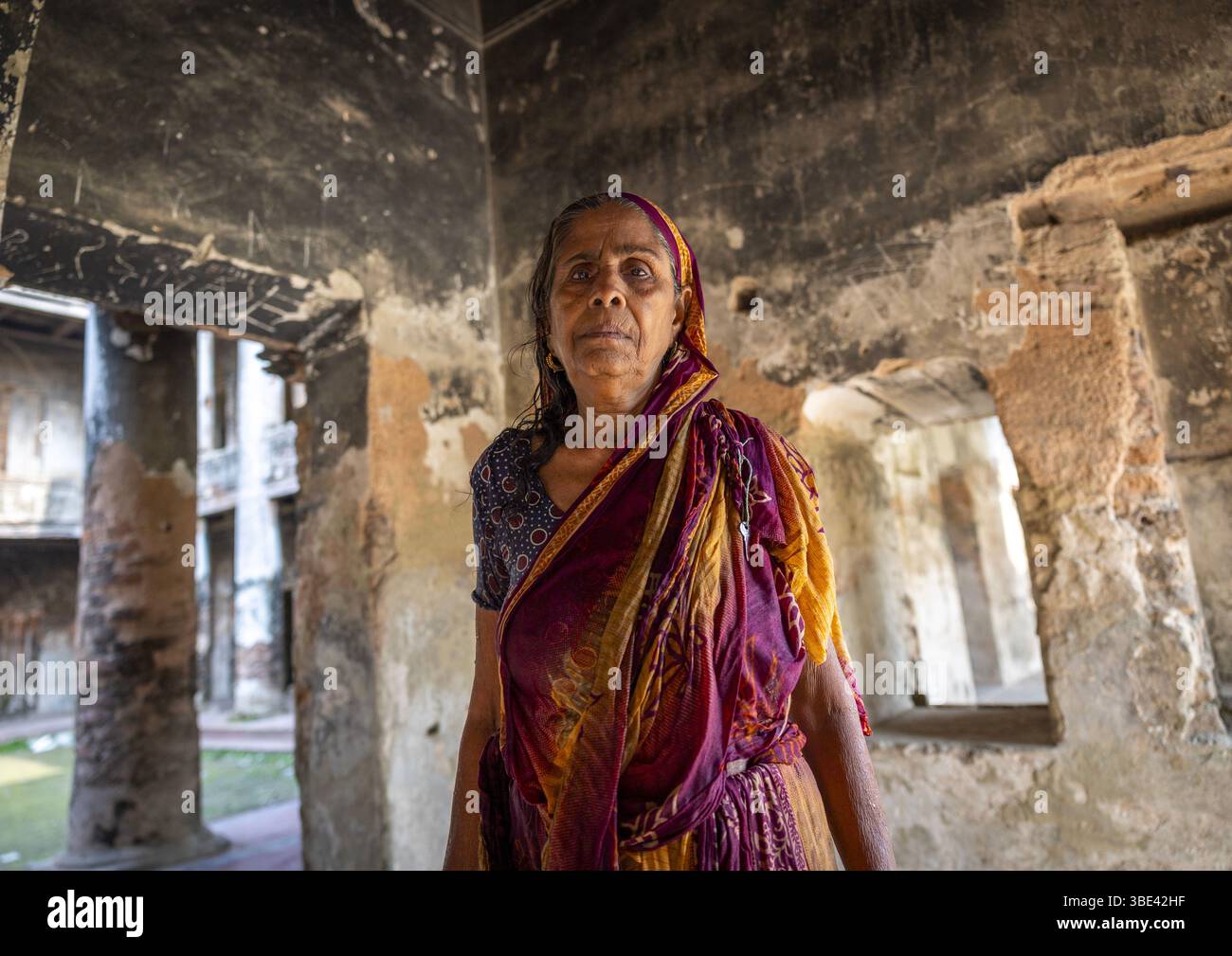 Bangladeshi woman inside Teota Zamindar Bari, Dhaka Division, Shivalaya, Bangladesh Stock Photo ...