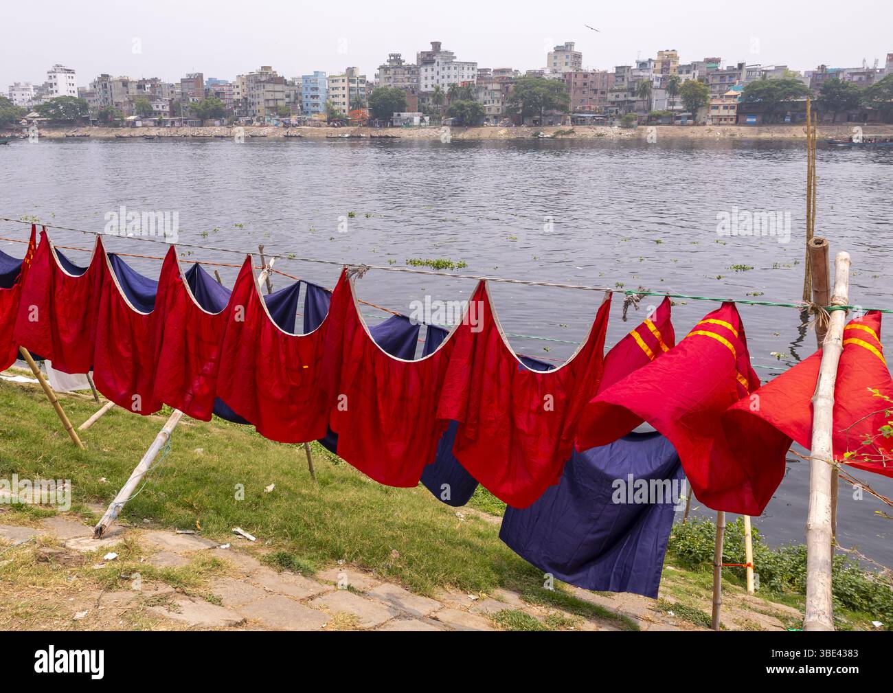 Household linens hanging on clothesline, Dhaka Division, Dhaka ...