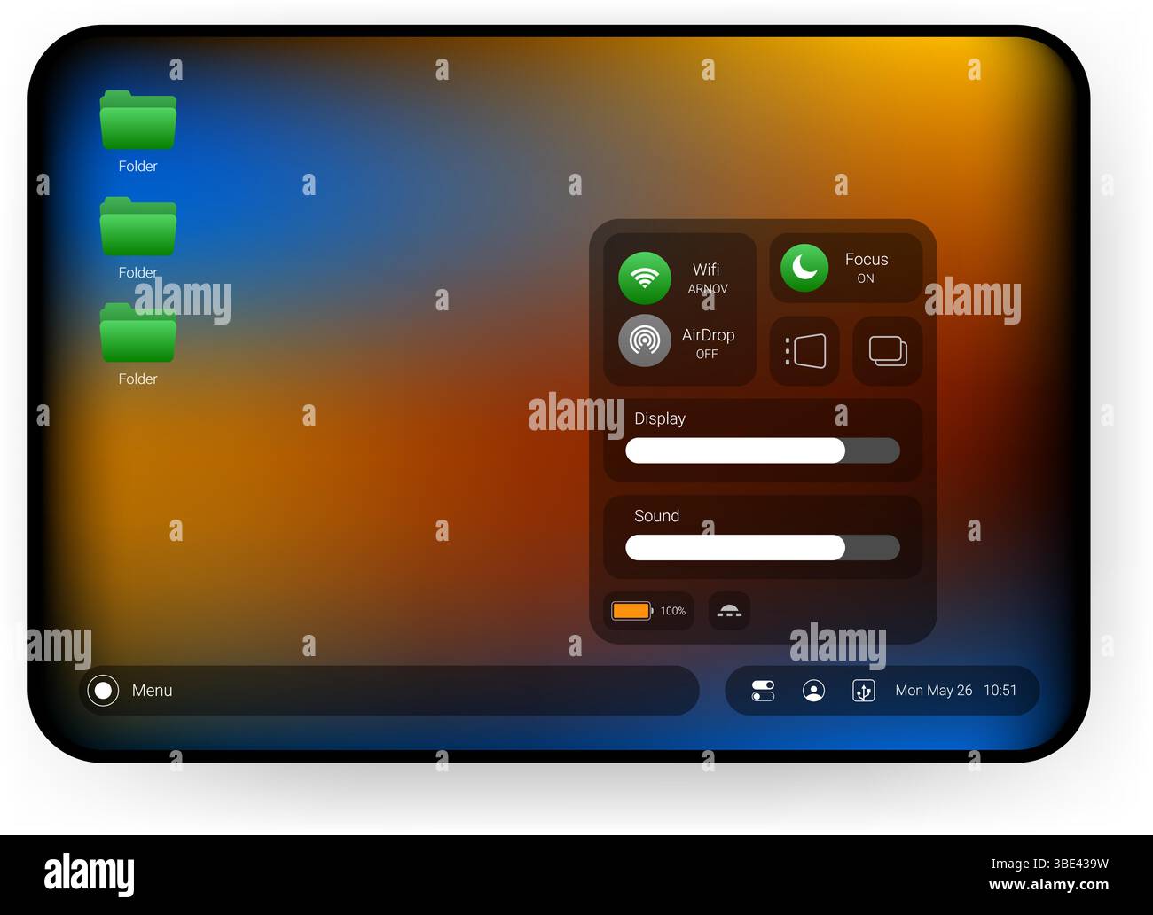 Digital tablet mockup featuring a home screen user interface inspired ...