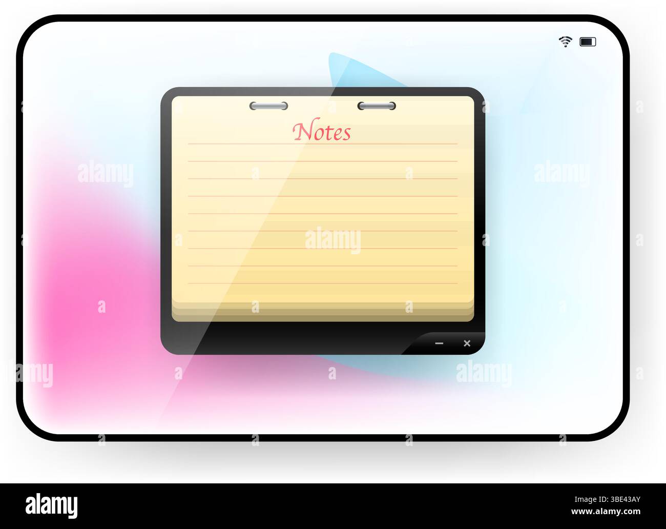 Modern tablet mockup displaying a realistic note taking application ...