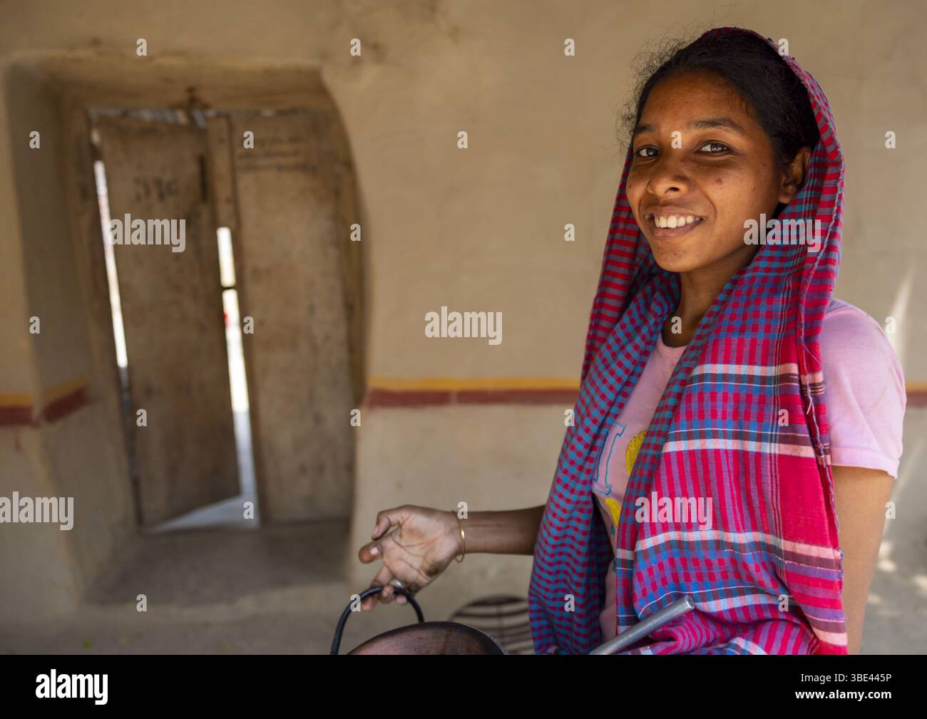 Portrait of a christian woman from Santal ethnic group, Rajshahi Division, Tanore, Bangladesh ...