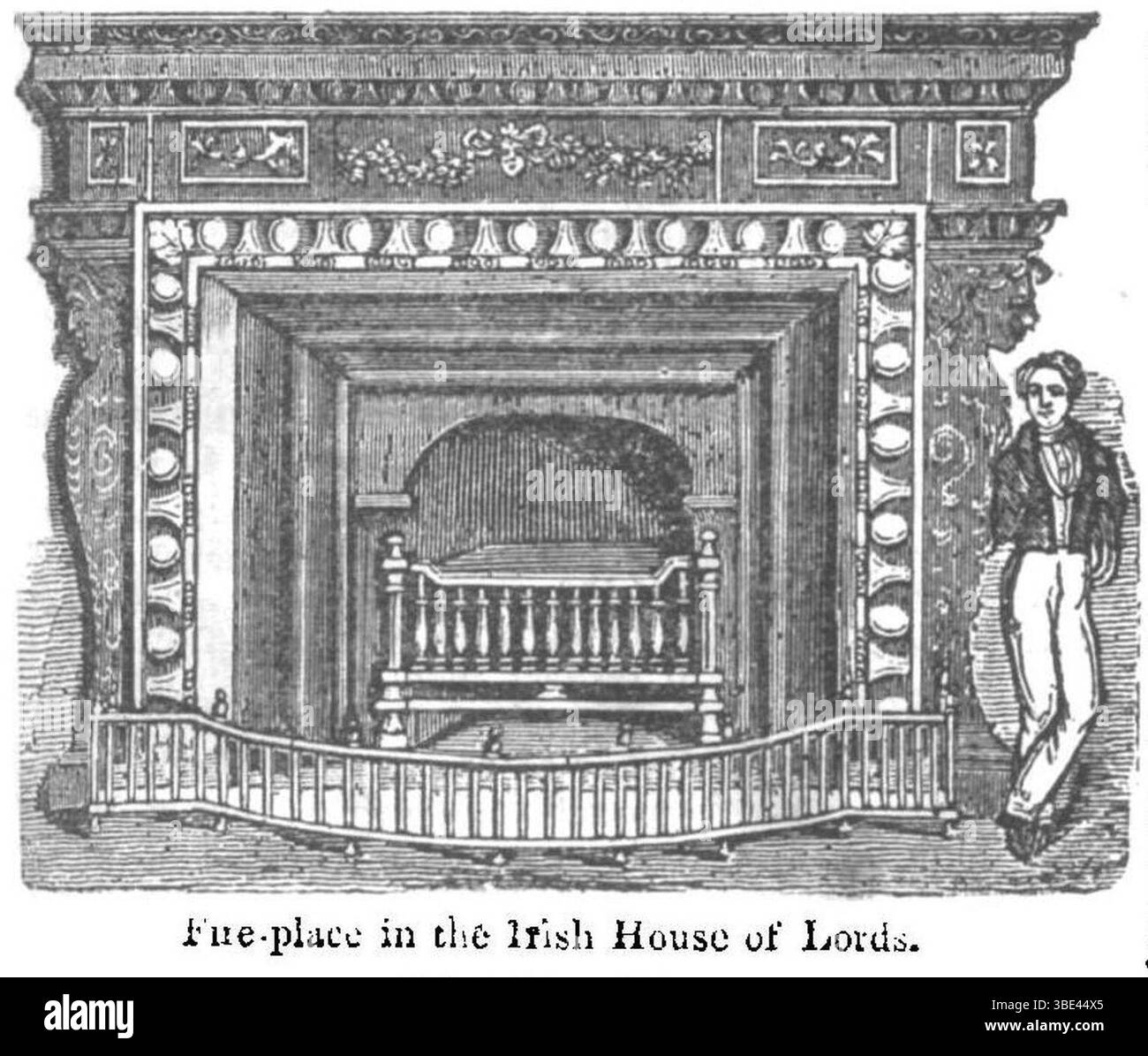Fire-place in the Irish House of Lords, 1835 Stock Photo - Alamy