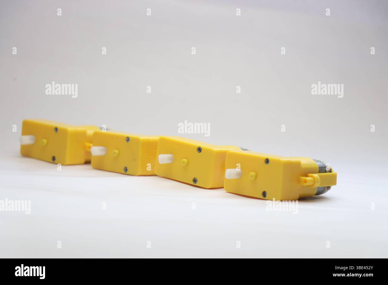 single shaft type of dc geared motor in group on the white background ...